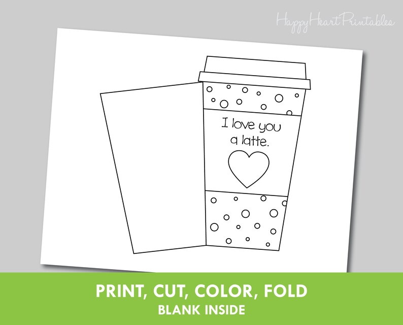 Latte Printable Coloring Card | Etsy