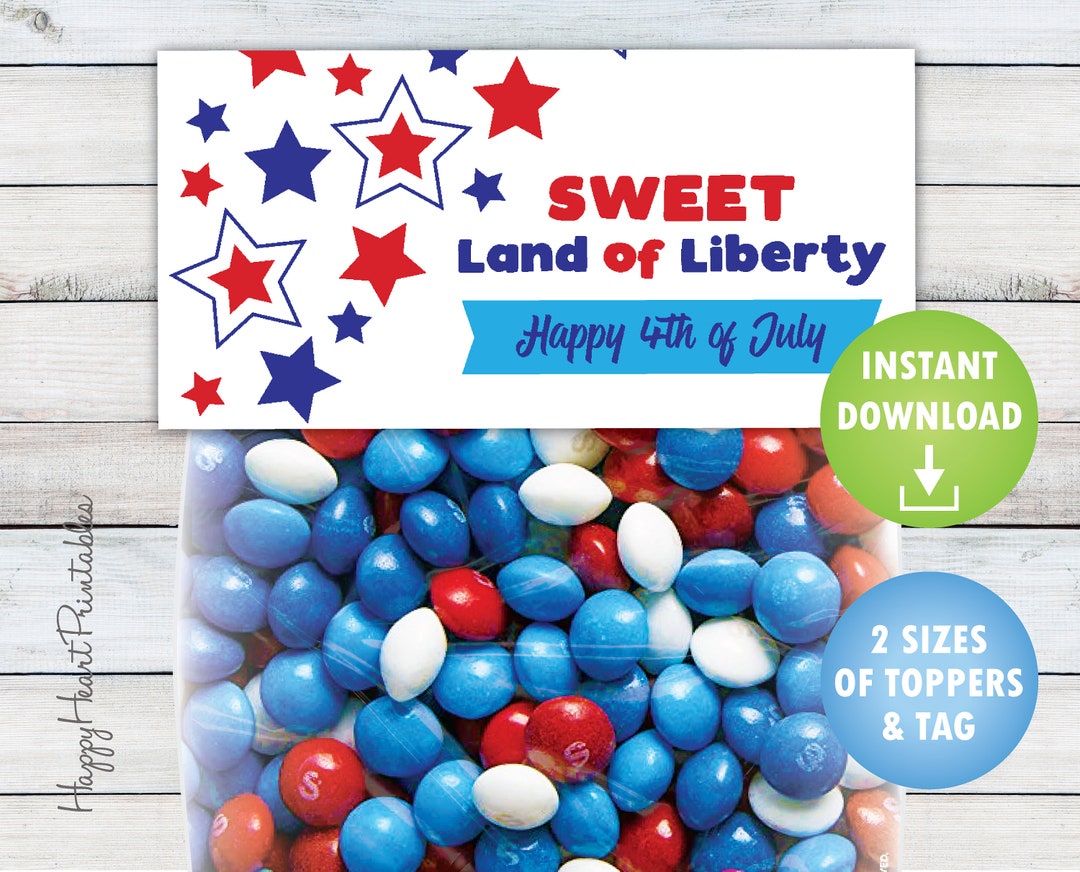 Fourth of July Treat Bag Topper - Patriotic Tag - Etsy