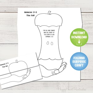 The Fall Folding Surprise Bible Craft - the Forbidden Fruit Craft - Etsy