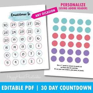 Printable Countdown for Any Occasion - Personalize Editable PDF - Etsy
