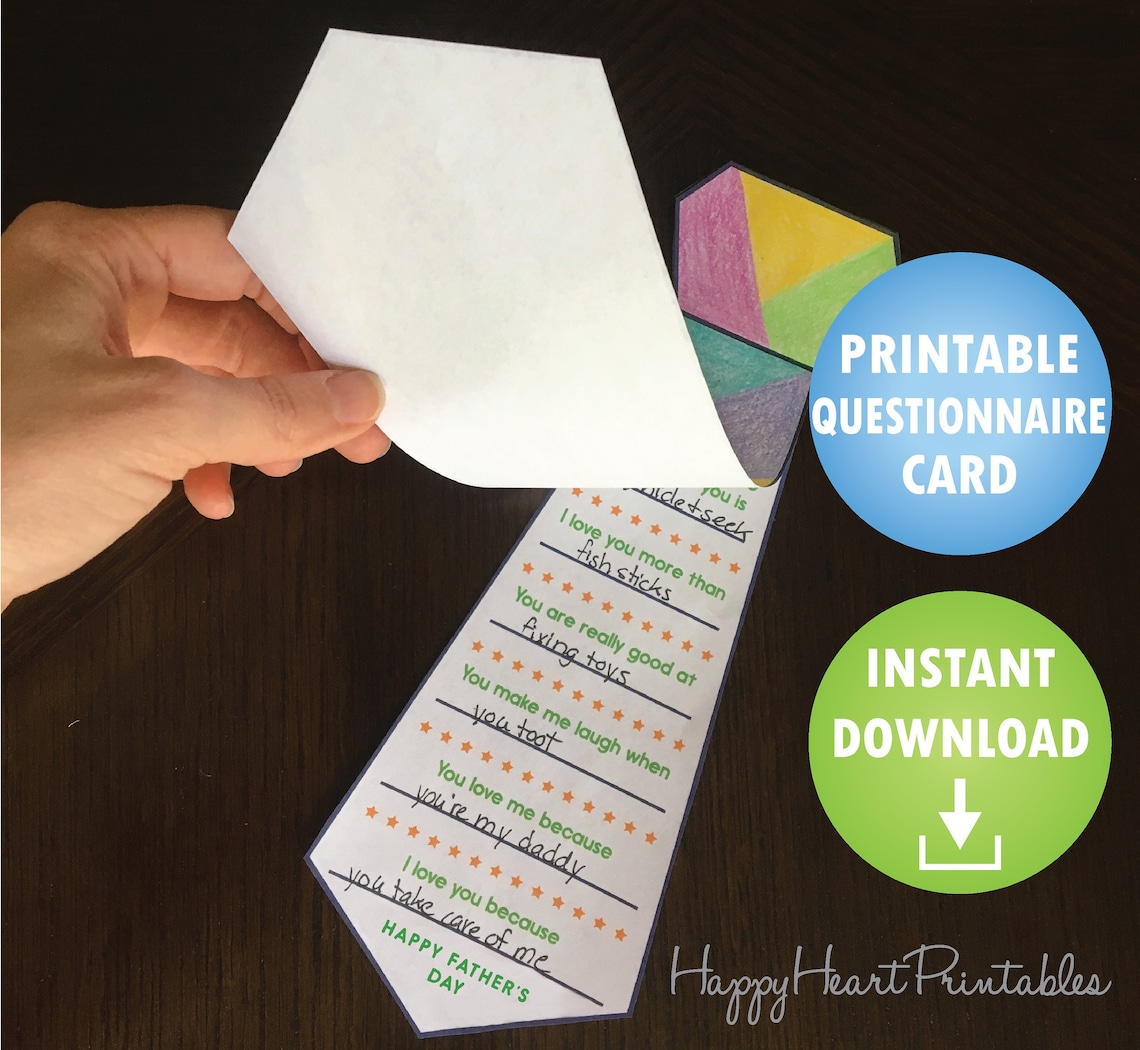 Father's Day Tie Card Printable Father's Day Card - Etsy