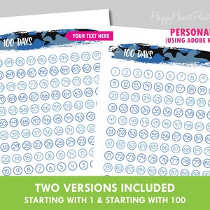 100 Day Countdown Printable 100 Days Chart - Etsy