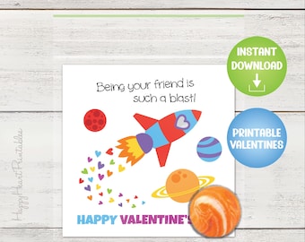 Valentine Space Gift Tag Printable You Are Out of the World Rocket ...