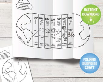 Days of Creation Folding Surprise Bible Craft, Bible Verse Activity ...