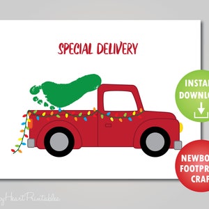 Christmas Tree Baby Footprint Printable Craft Template - Christmas Red ...