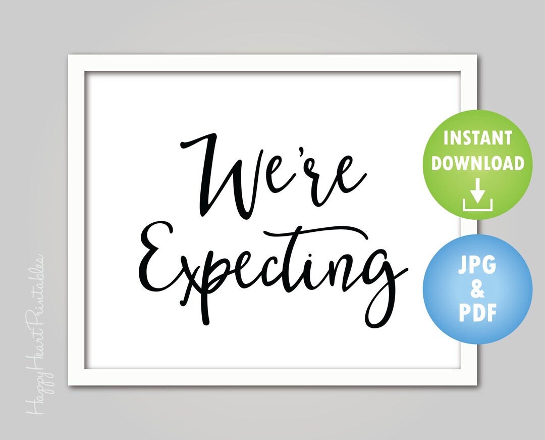 We're Expecting Announcement Sign - Printable - Etsy