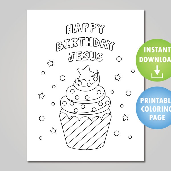 Happy Birthday Jesus Coloring Page - Etsy
