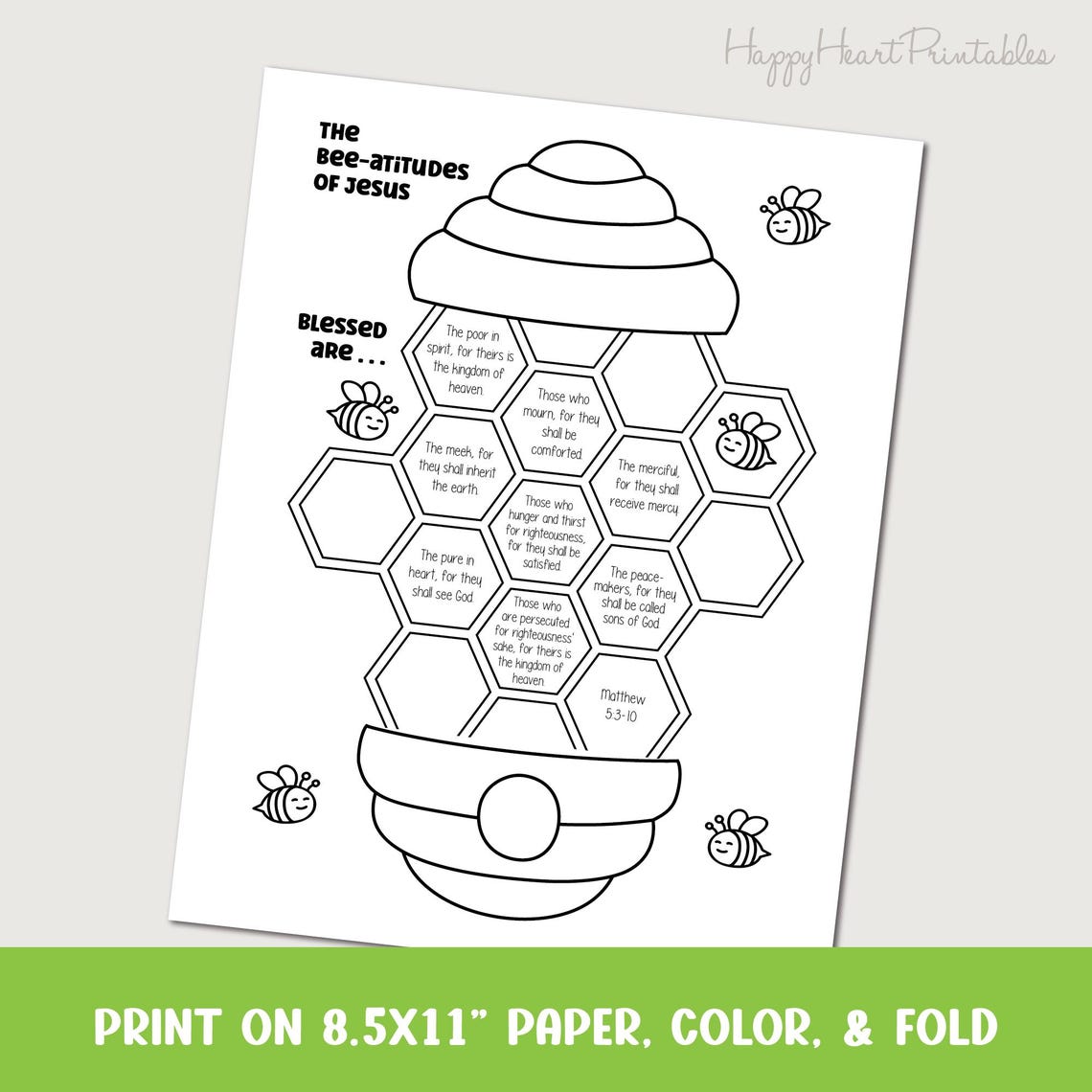The Beatitudes Bee Hive Folding Surprise Bible Craft - Etsy