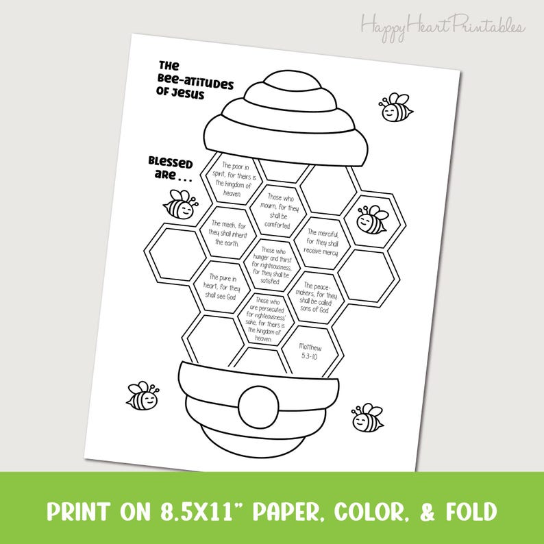 The Beatitudes Bee Hive Folding Surprise Bible Craft - Etsy