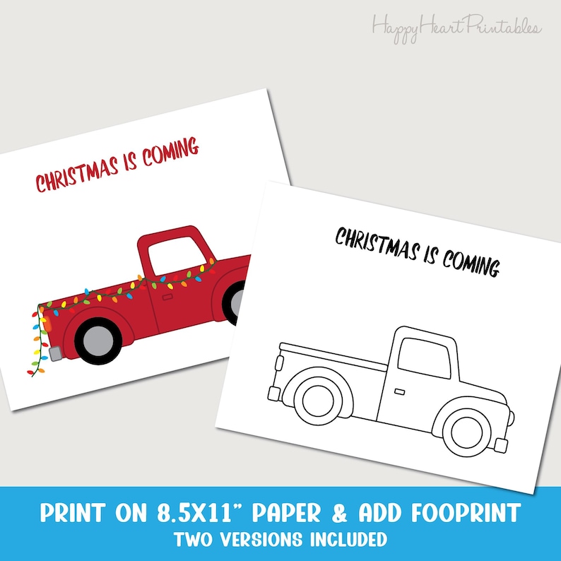 Christmas Tree Footprint Printable Craft Template - Christmas Red Truck ...