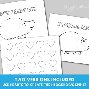 Hedgehog Valentine's Day Printable Craft Template - Etsy