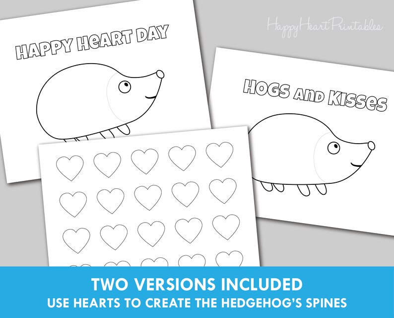 Hedgehog Valentine's Day Printable Craft Template - Etsy