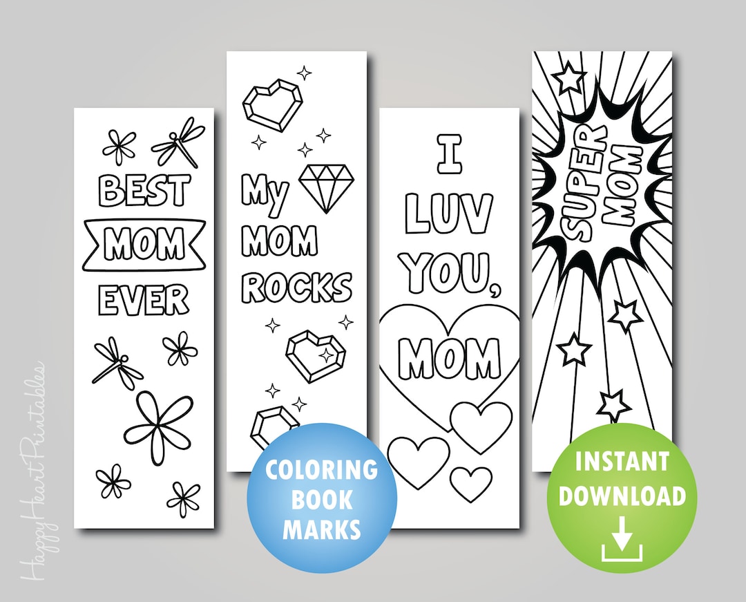 Mom Printable Coloring Bookmarks - Etsy