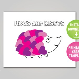 Hedgehog Valentine's Day Printable Craft Template - Etsy
