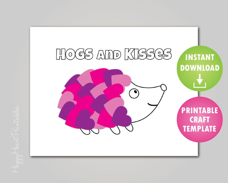 Hedgehog Valentine's Day Printable Craft Template - Etsy