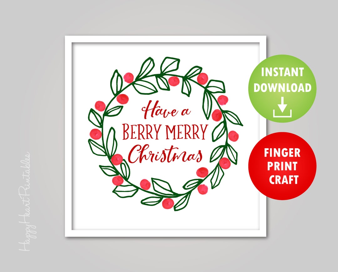 Fingerprint Christmas Wreath Printable Template - Fingerprint Christmas ...