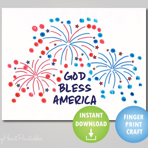 Printable Firework Craft 4th of July Fingerprint Art - Etsy