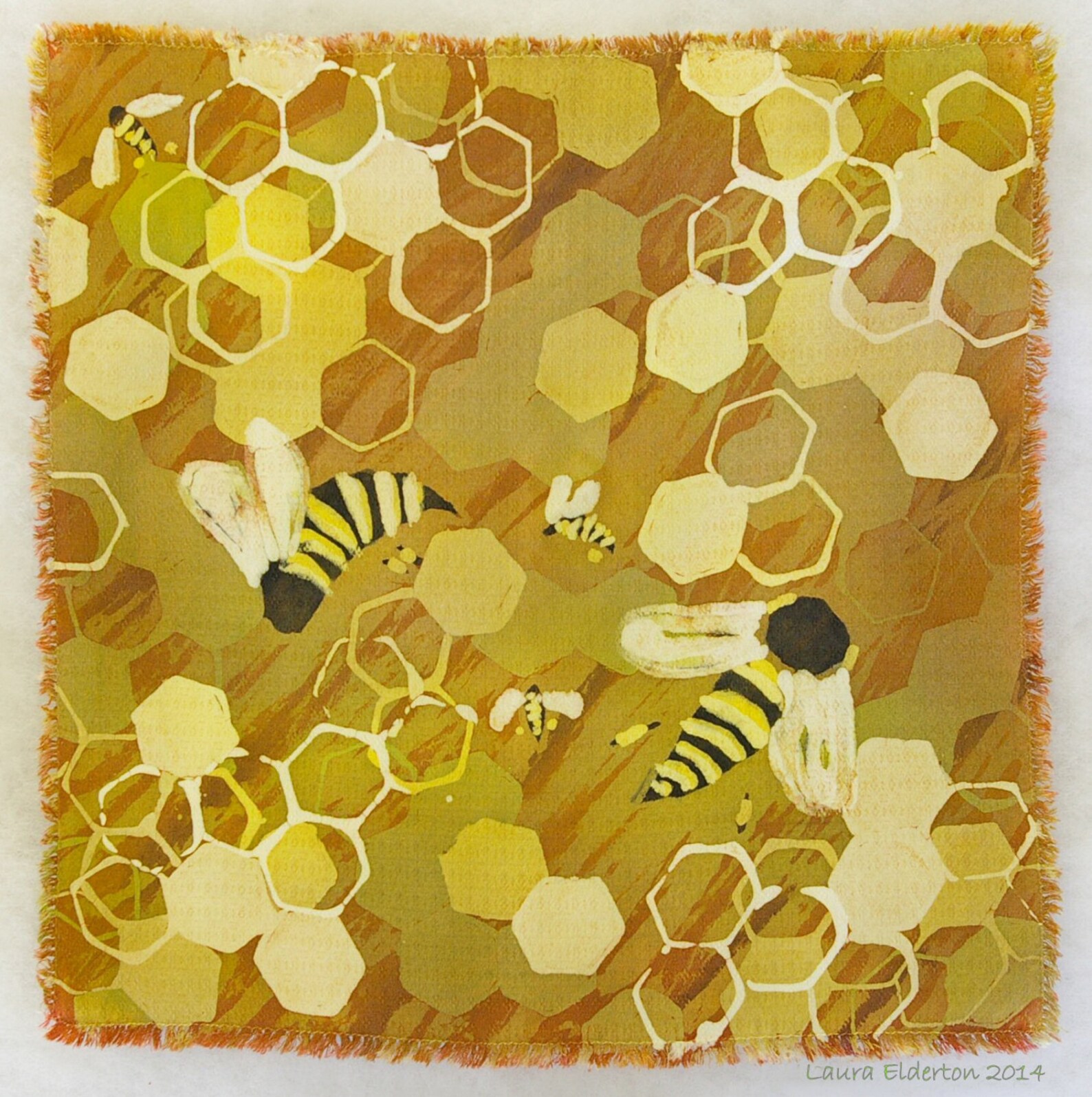 Silk Pocket Square - Honeycomb No.3 for the Bees- Brown Taupe Olives ...