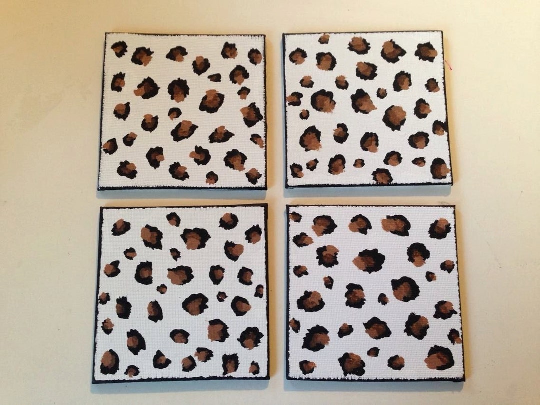 Hand Painted Coasters,leopard Print Coasters,animal Print Coasters ...