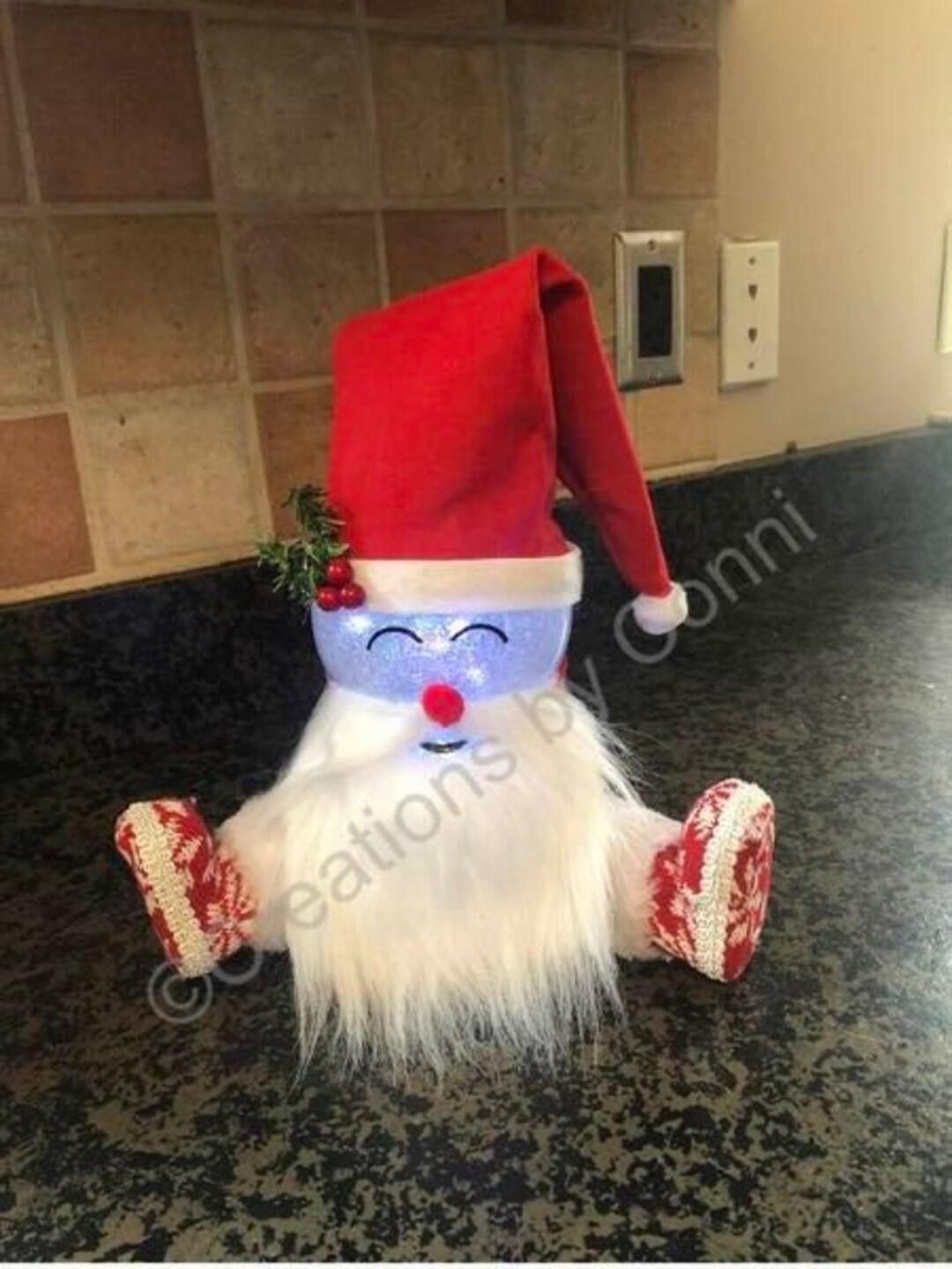 Santa, Light up Santa, Fish Bowl Santa, Christmas Decor, Christmas ...