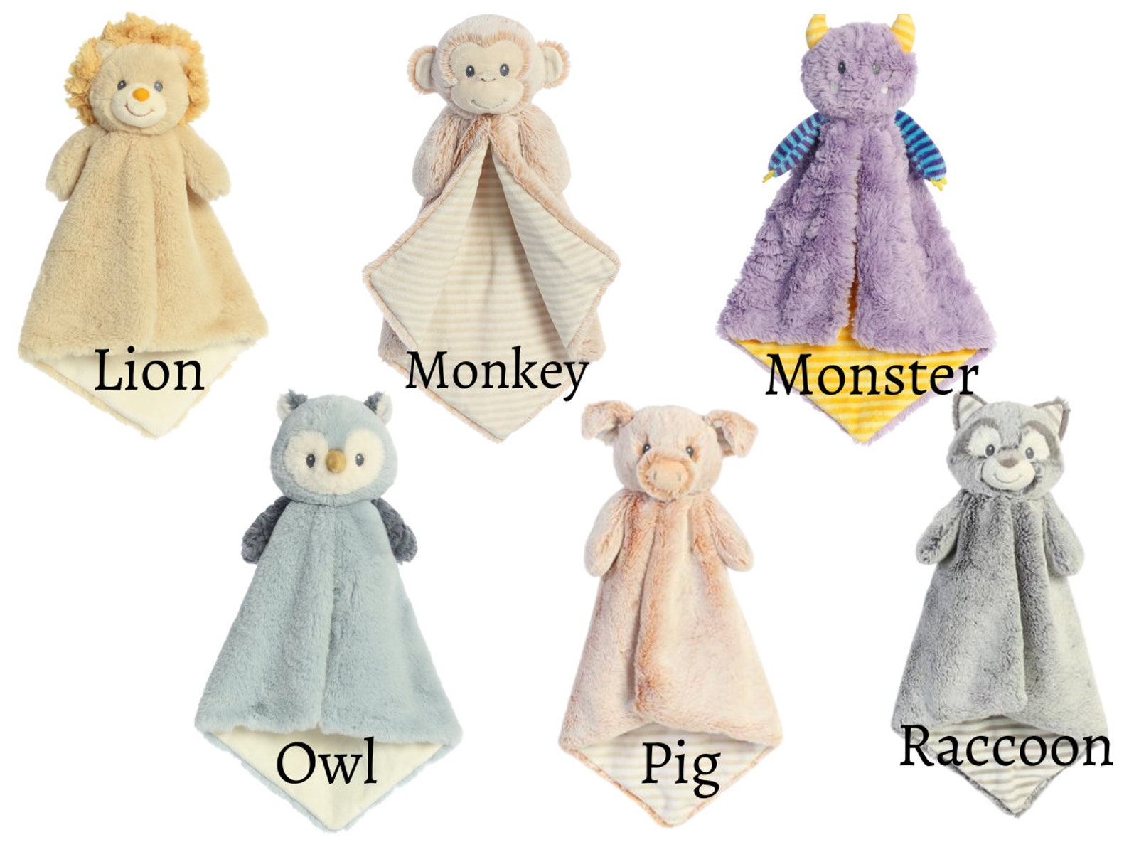 Personalized Animal Lovey Custom Baby Lovey Embroidered - Etsy