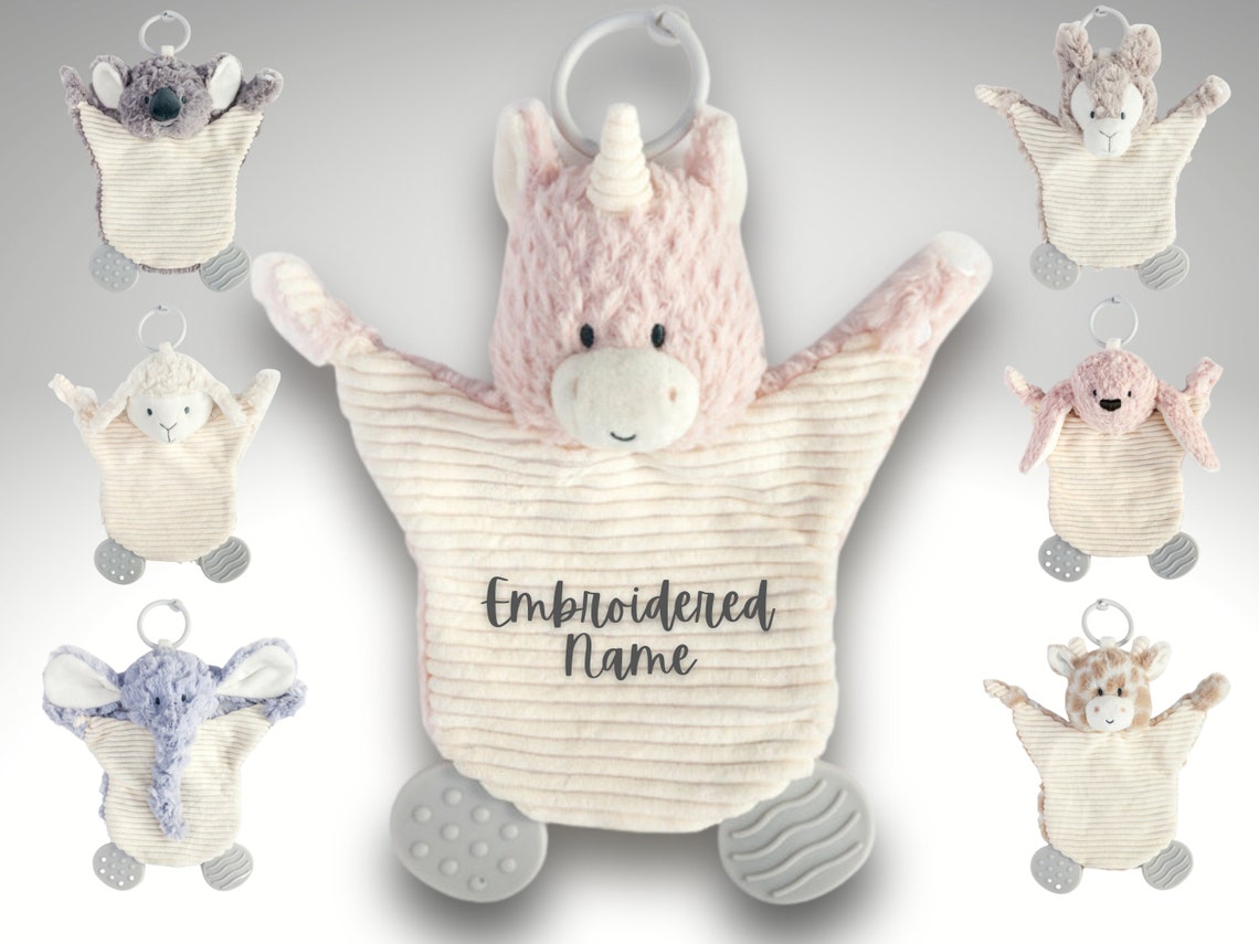 Personalized Lovey With Rattle Embroidered Pacifier Holder - Etsy