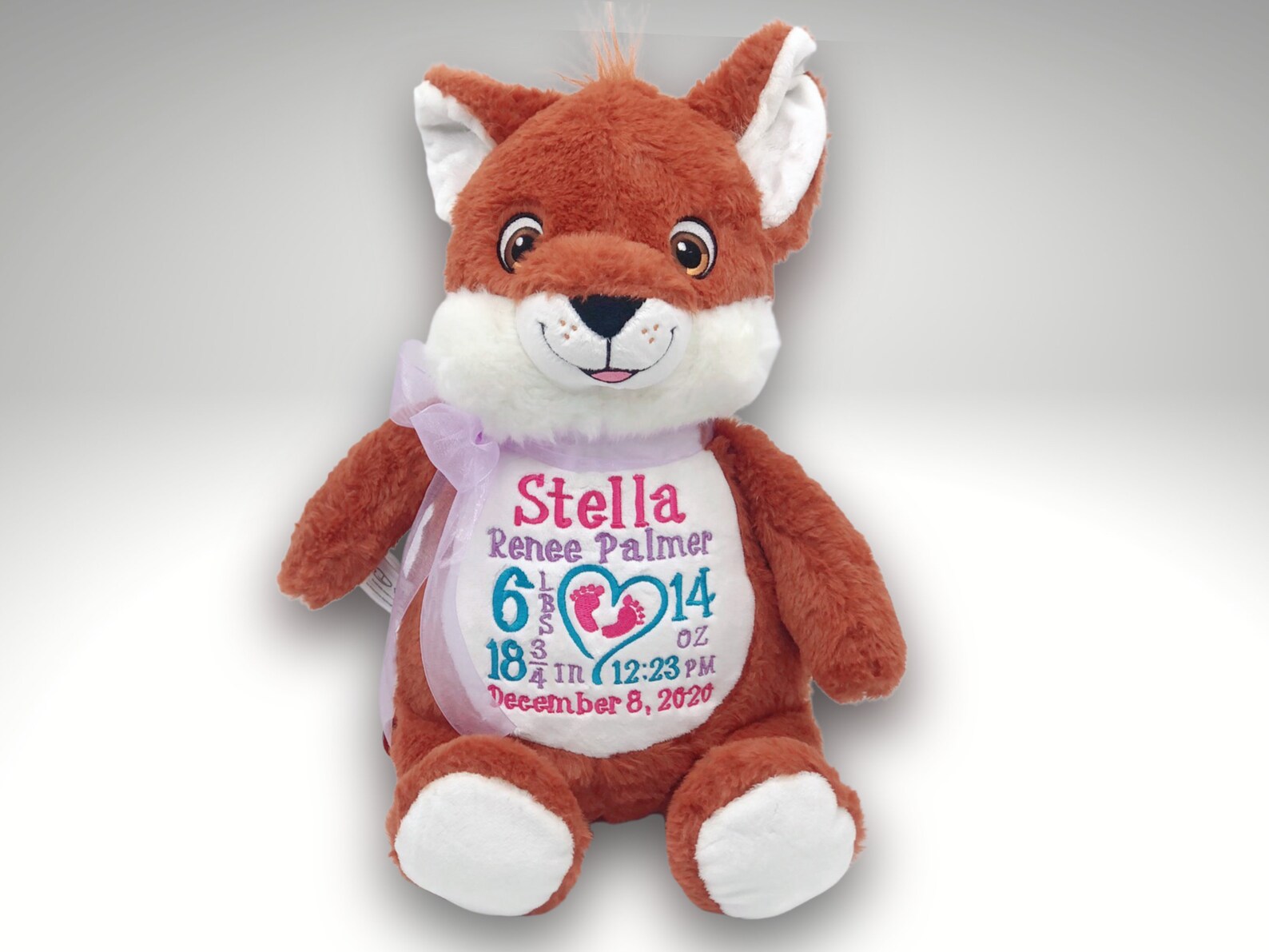 Personalized Fox • Birth Announcement Stuffed Animal • Birth Stat ...