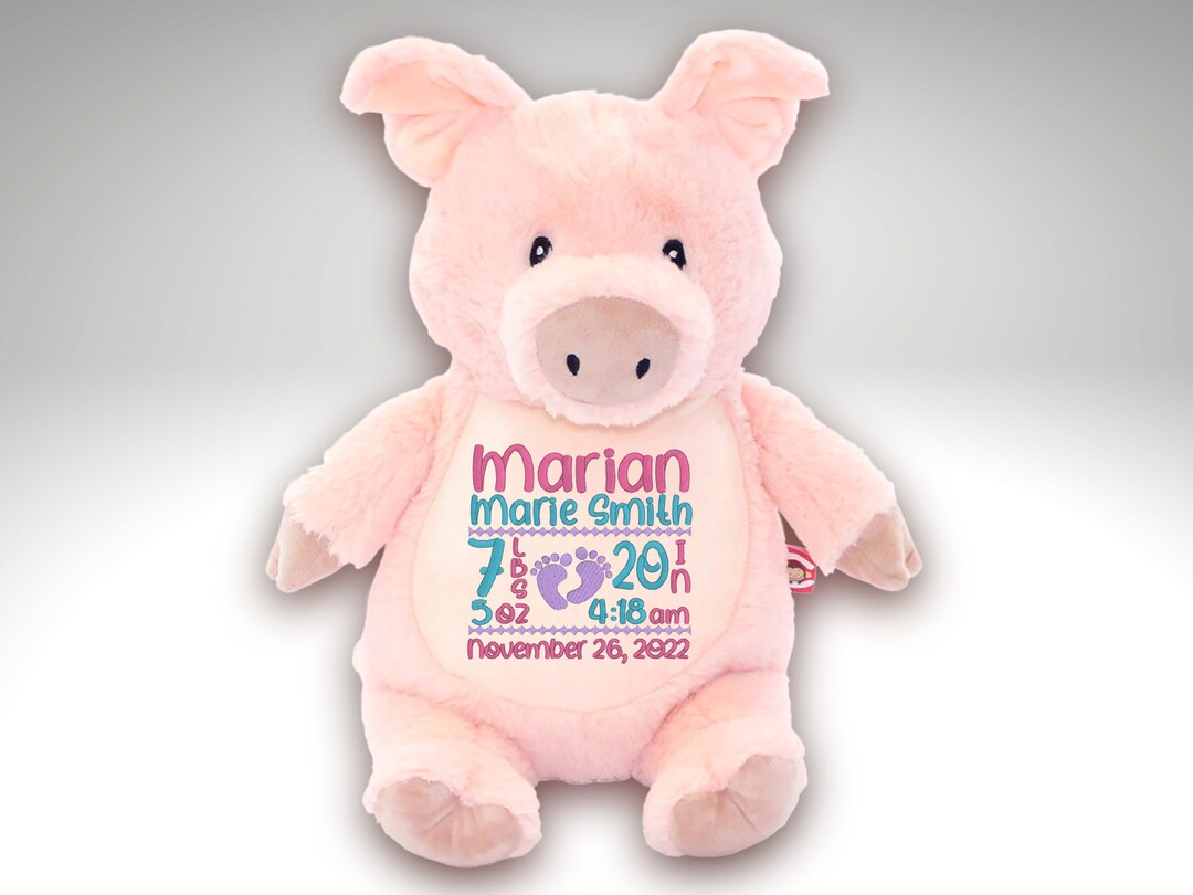 Personalized Pig • Birth Announcement Stuffed Animal • Birth Stat ...