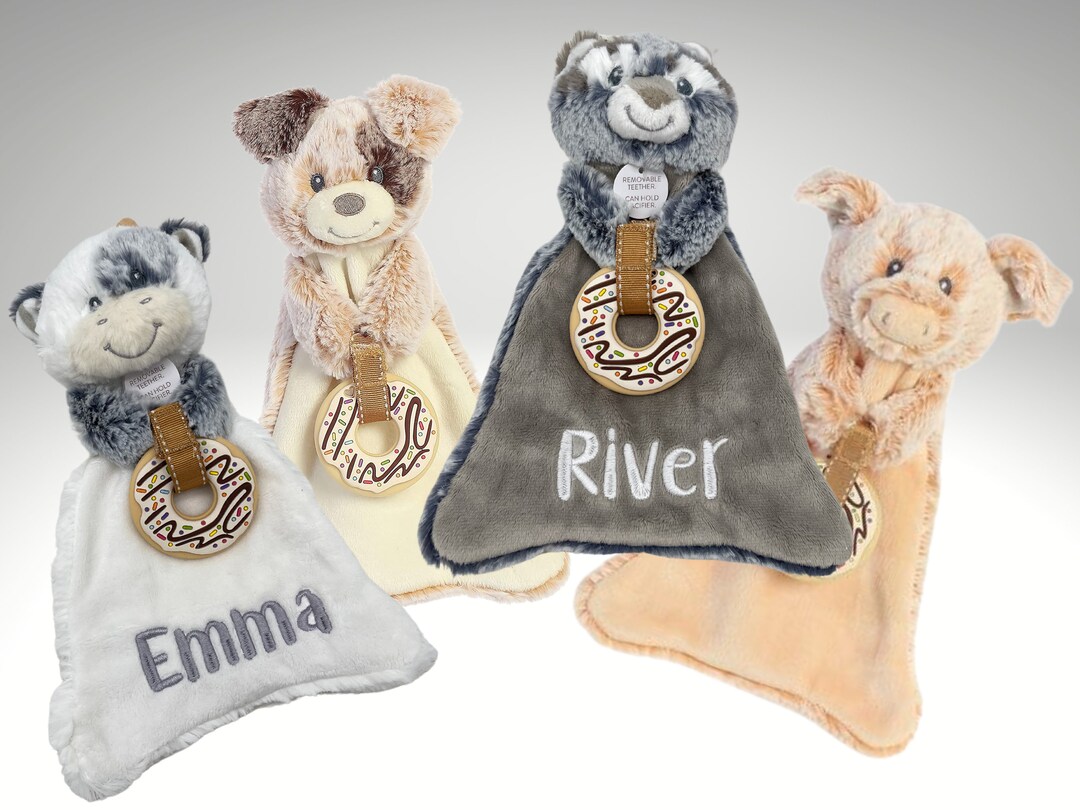 Personalized Teether Lovey, Custom Baby Blanket, Embroidered Lovey ...