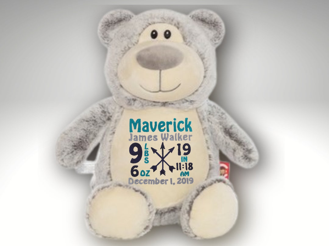 Personalized Bear Birth Announcement Stuffed Animal Birth Stat Animal ...