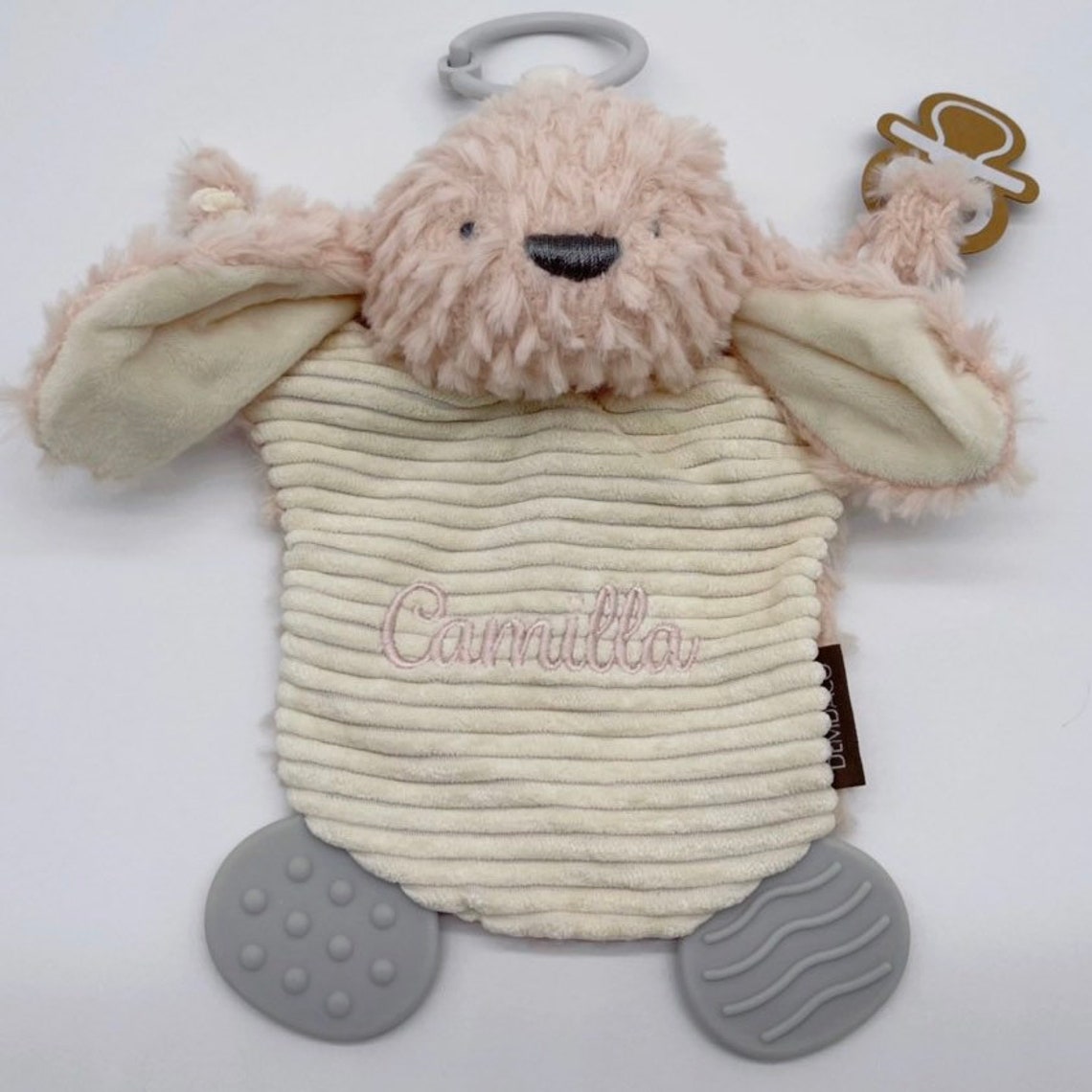 Personalized Lovey With Rattle Embroidered Pacifier Holder - Etsy