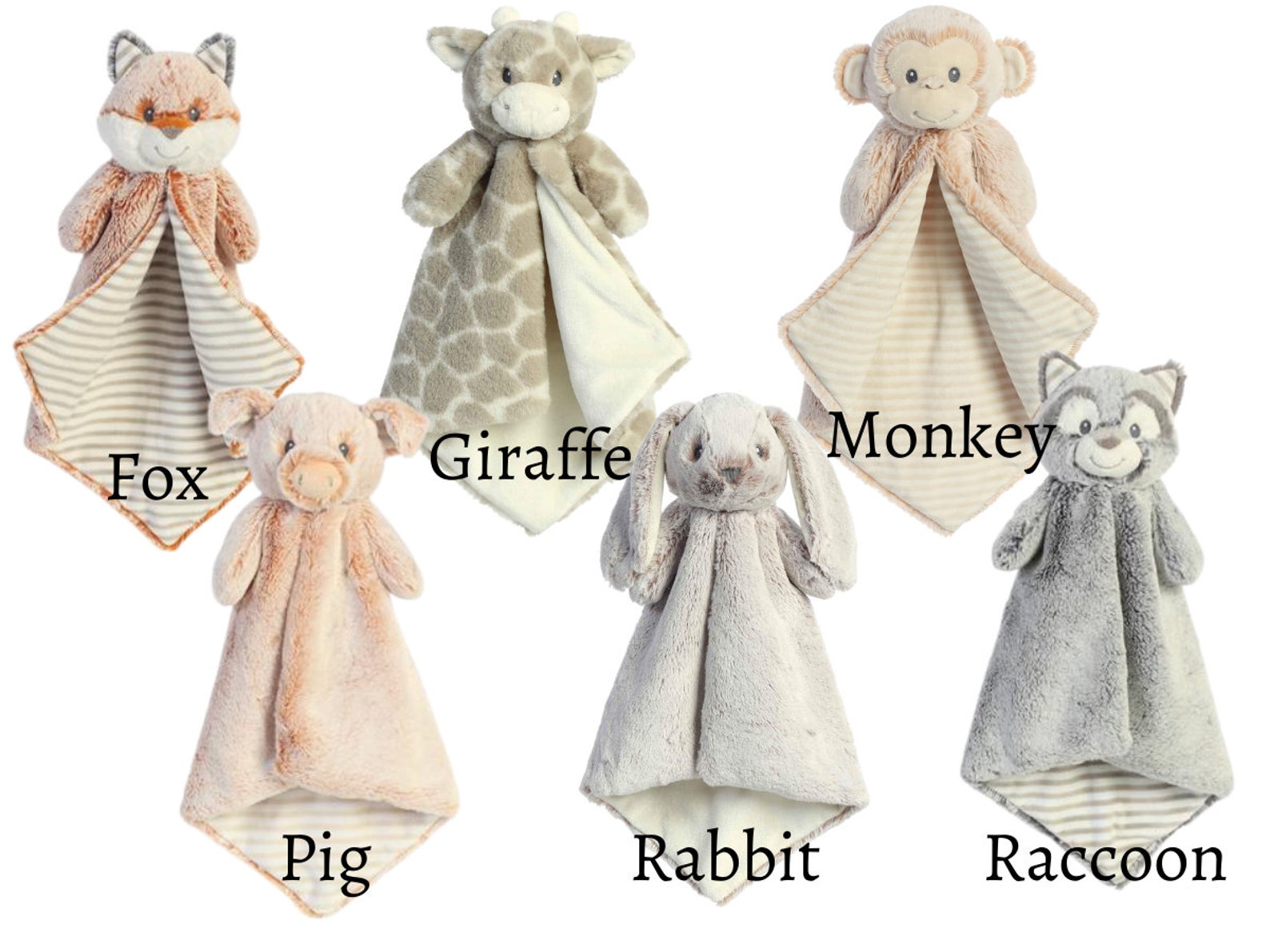 Personalized Animal Lovey Custom Baby Lovey Embroidered - Etsy