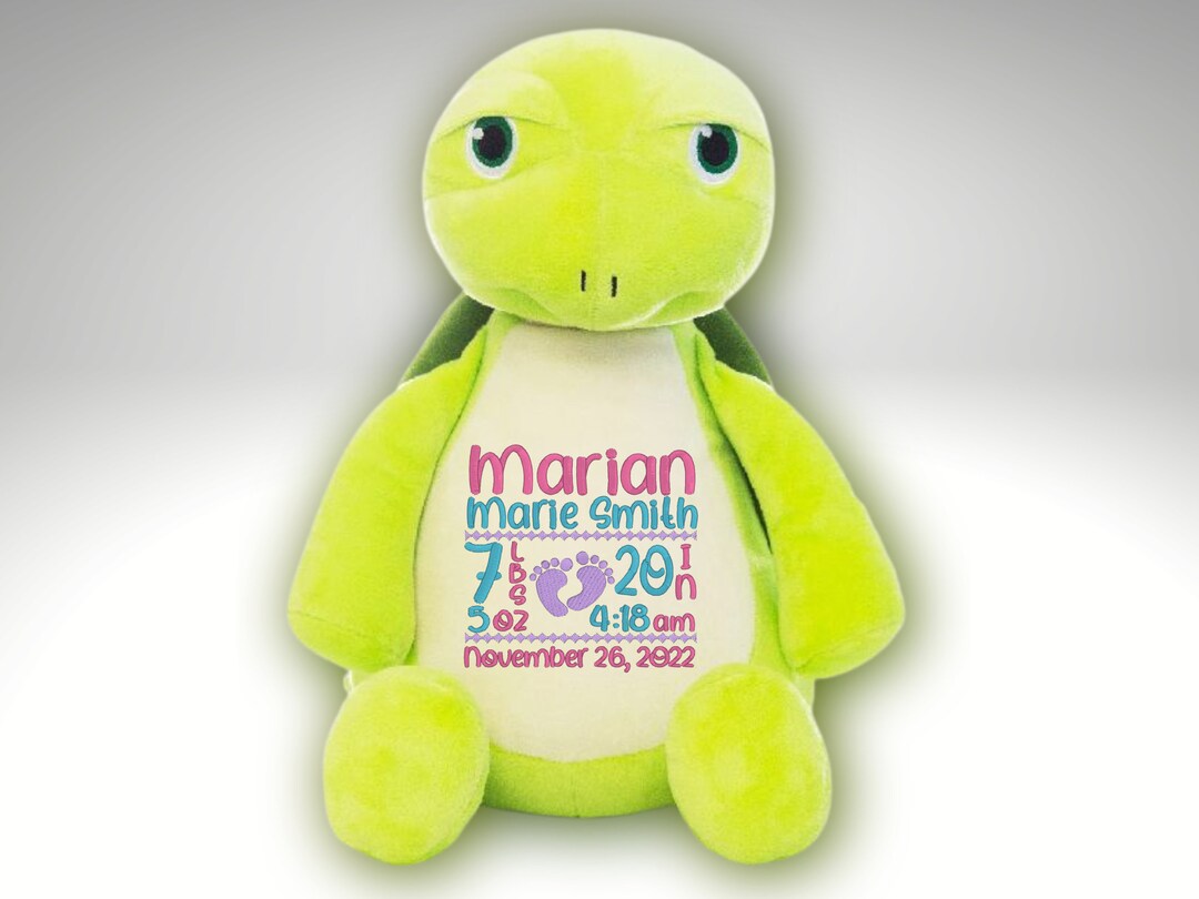 Personalized Turtle • Birth Announcement Stuffed Animal • Birth Stat ...