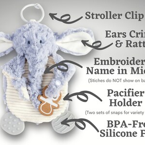 Personalized Lovey With Rattle Embroidered Pacifier Holder Personalized ...