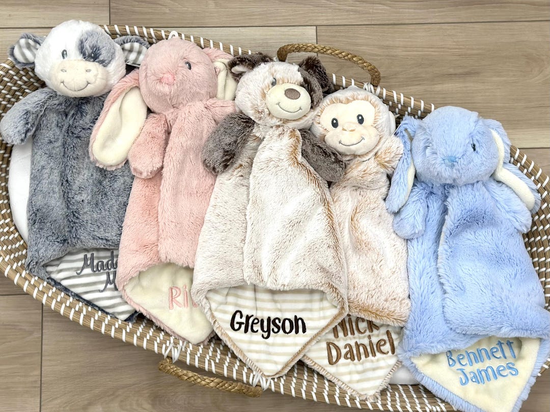 Personalized Animal Lovey • Custom Baby Lovey • Embroidered Lovey ...