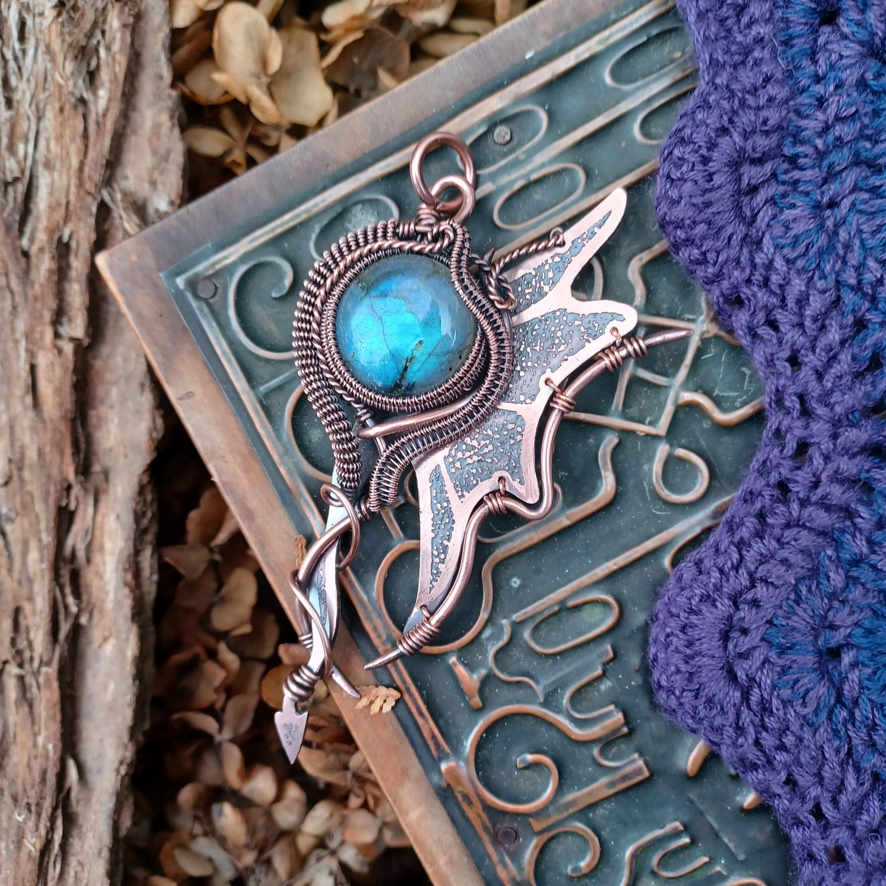 Silver Celtic Antler Pendant With A Large Labradorite , 44% OFF