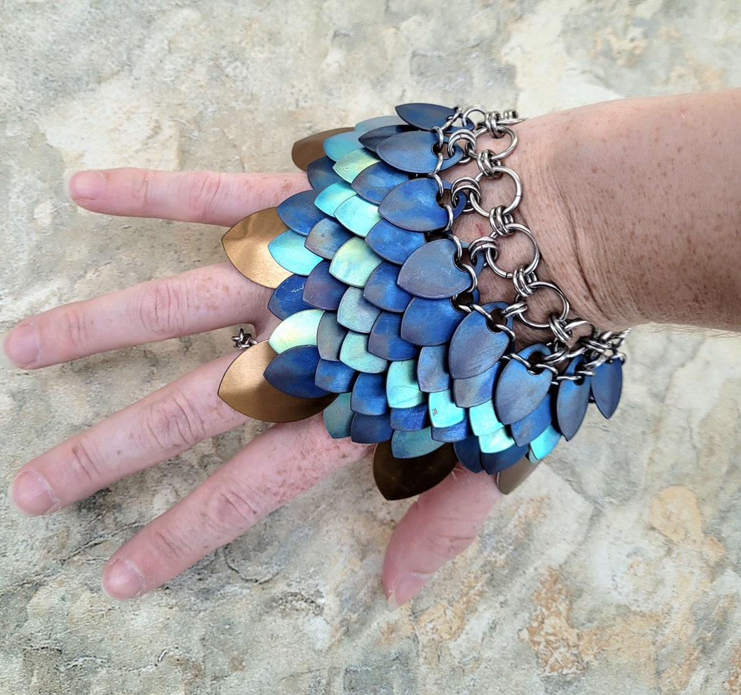 Titanium Dragon Hand Armor, Scale Mail, Blue and Green - Etsy