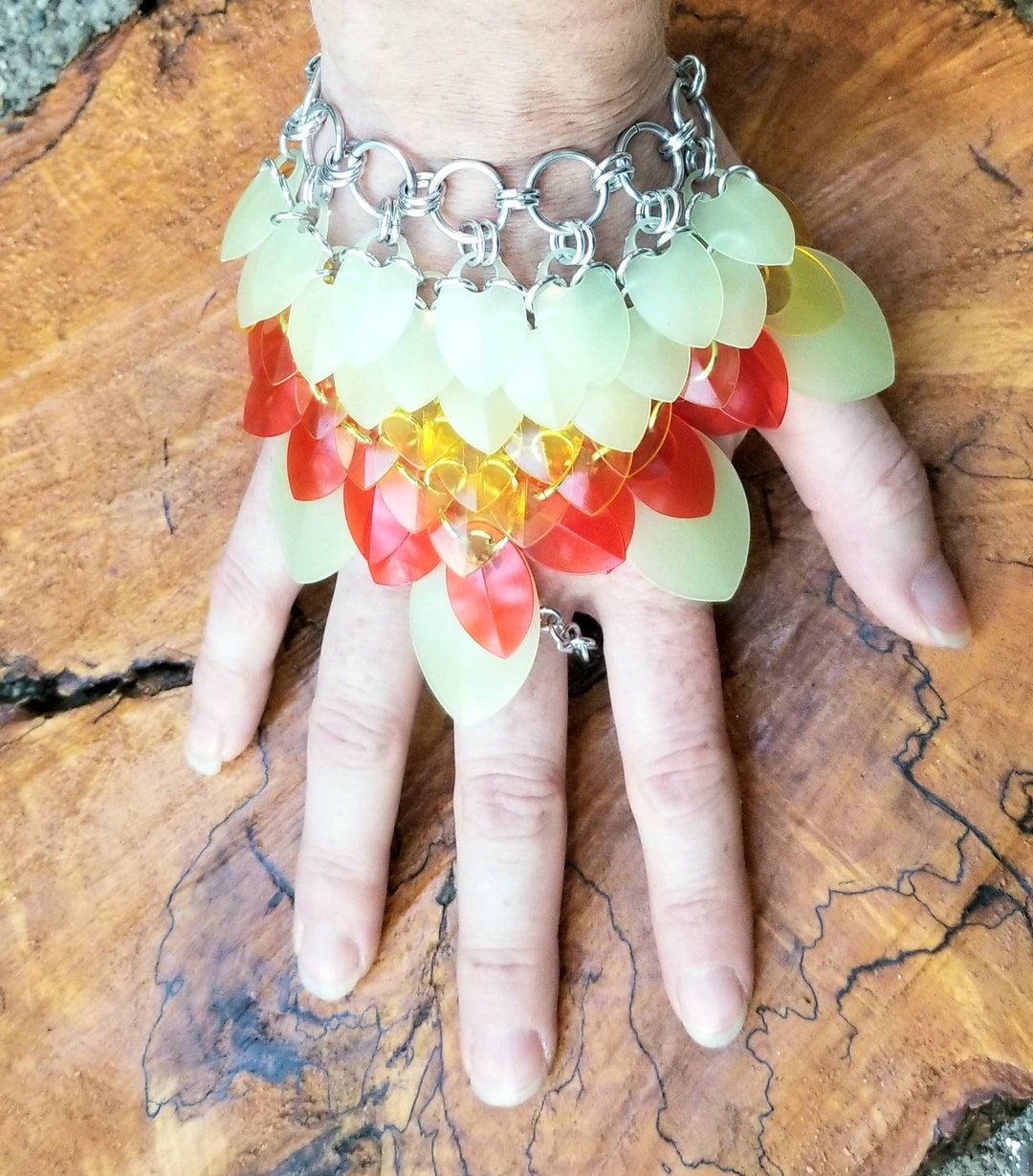 Glowing Fire Dragon Scale Mail Hand Armor - Etsy