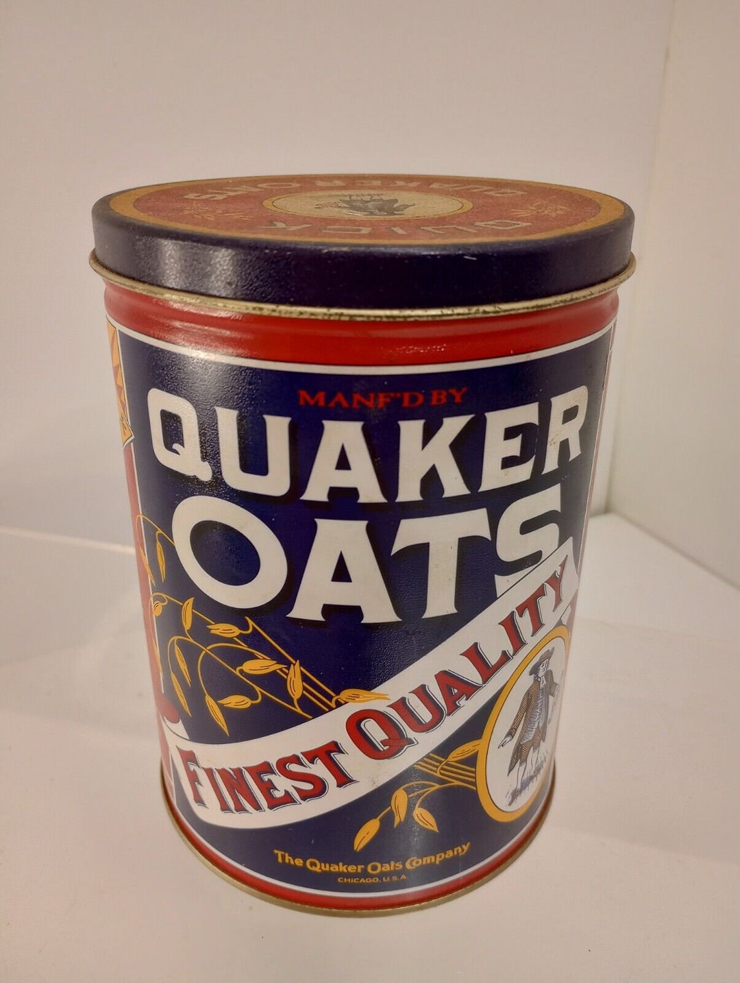 Retro Style quaker Oats Round Tin W/ Lid 1992 - Etsy