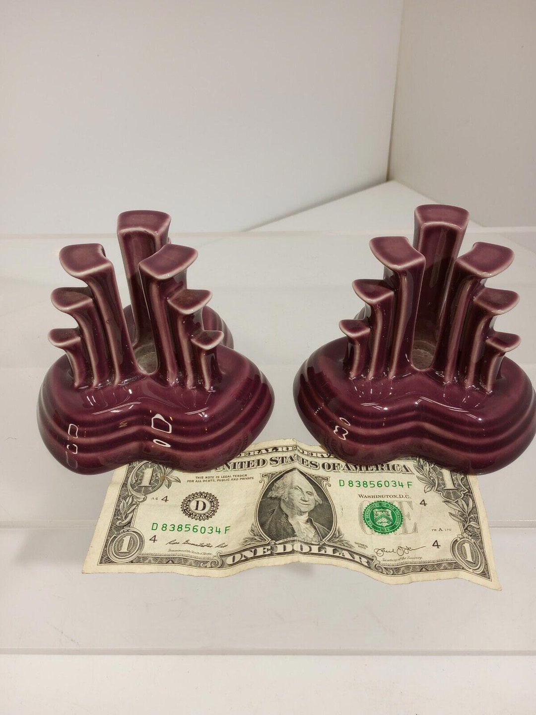 Fiestaware Pyramid Candle Holder Set of 2 in Claret Fiestaware USA - Etsy