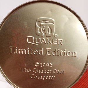 Retro Style quaker Oats Round Tin W/ Lid 1992 - Etsy