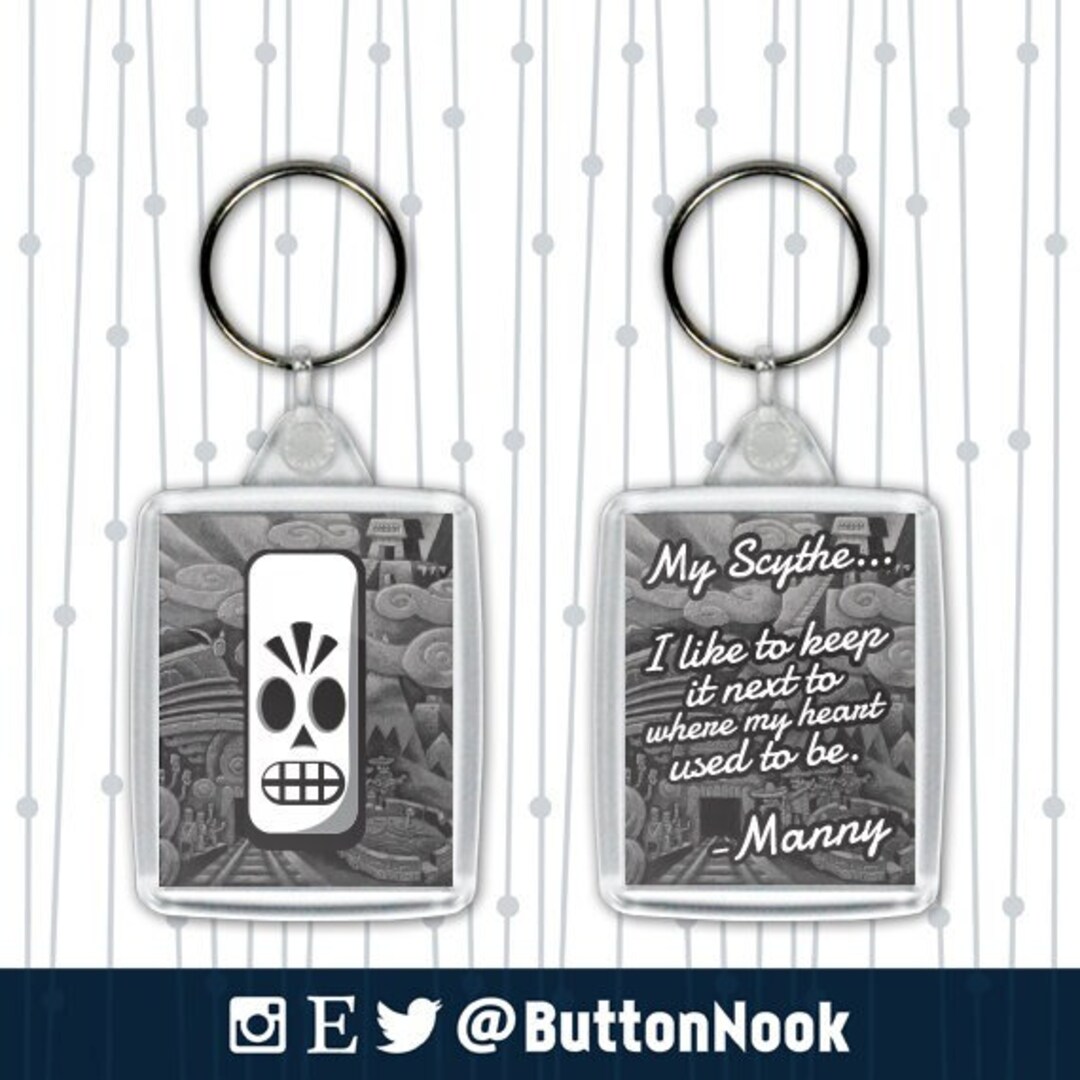 Grim Fandango Manny Calavera Scythe Adventure Game Keychain Double ...