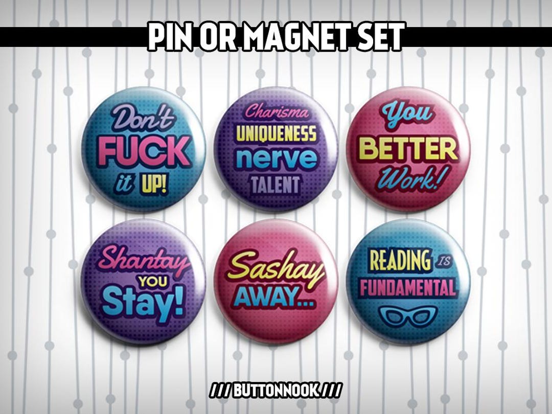 Rupaul's Drag Race Quotes 6 Pack - Pinback Badges / Magnets - Etsy
