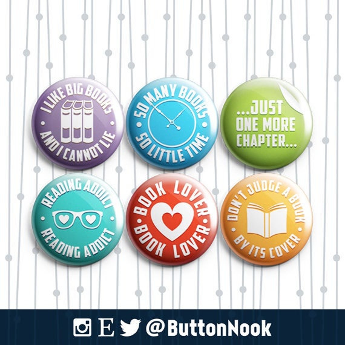 Reading Library Book Lover 6 Pack Pinback Badges / Magnets - Etsy