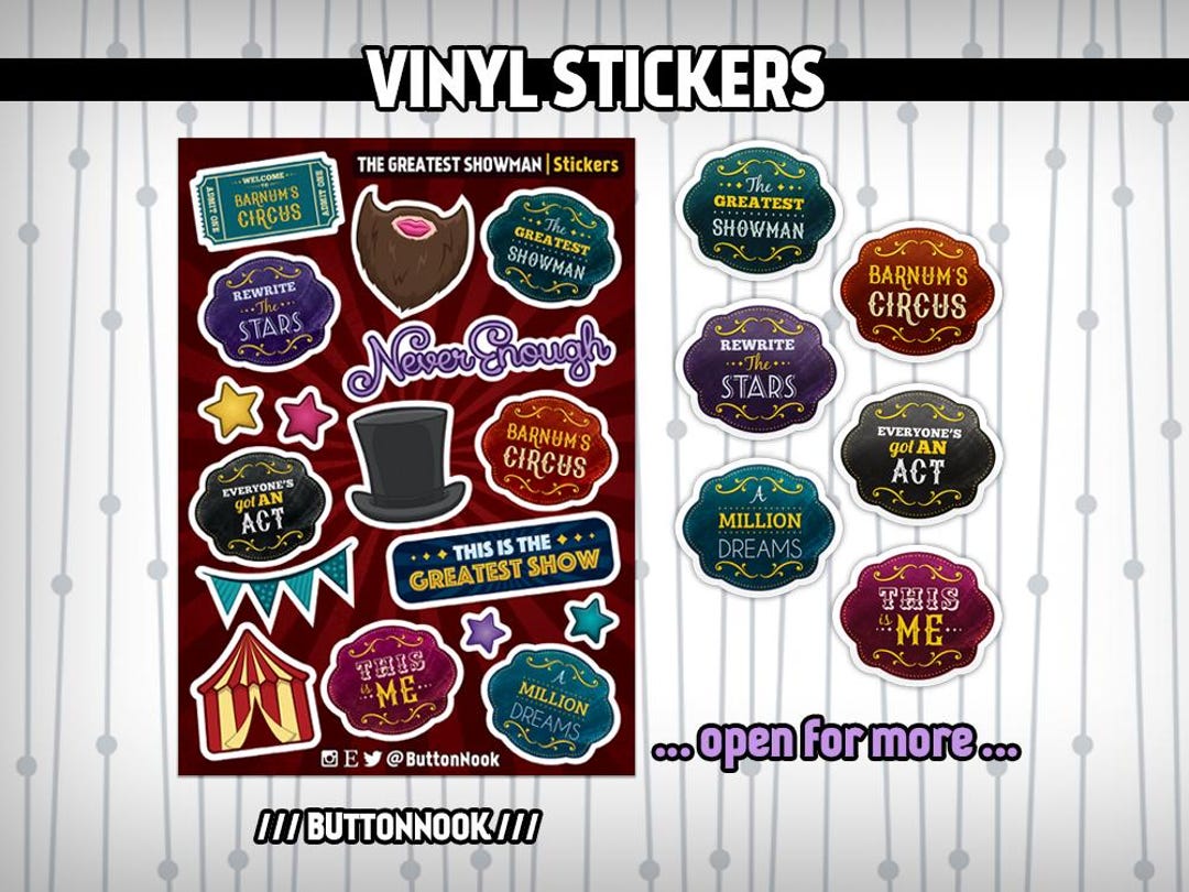 The Greatest Showman | Glossy Waterproof Vinyl Stickers | Barnum's ...