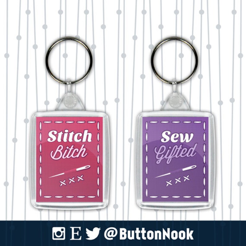 Sewing Puns Stitch Sew Gifted Keychain Double Sided Keyring | Etsy
