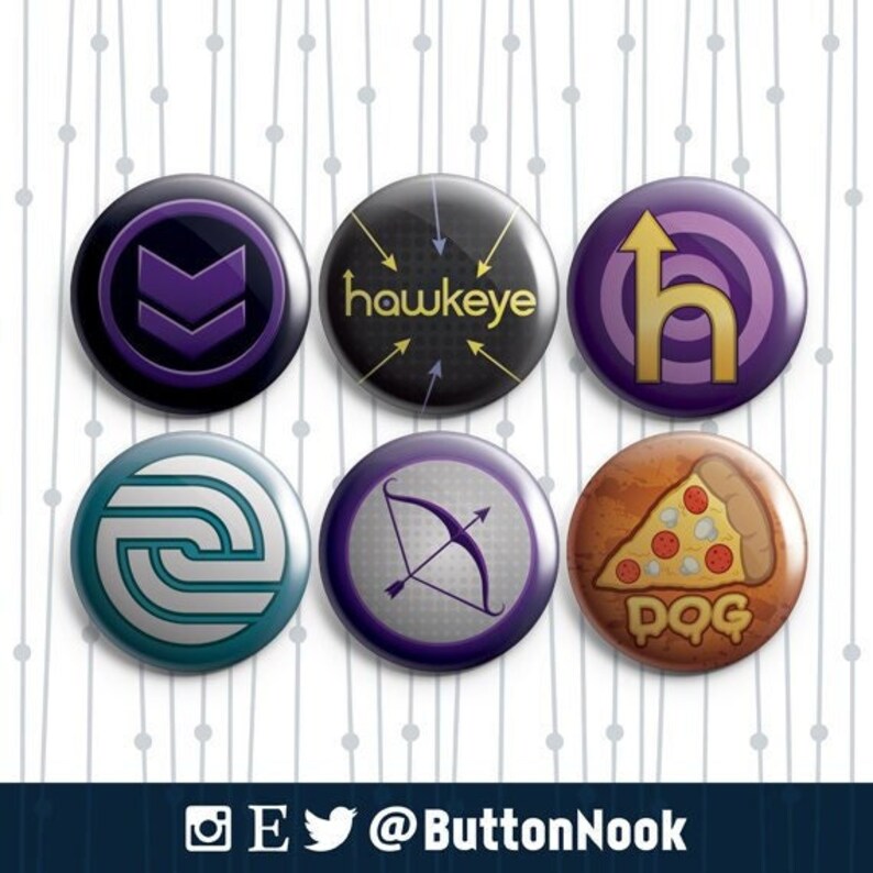 Hawkeye Avengers Marvel Superhero MCU Logo 6 Pack Pinback - Etsy