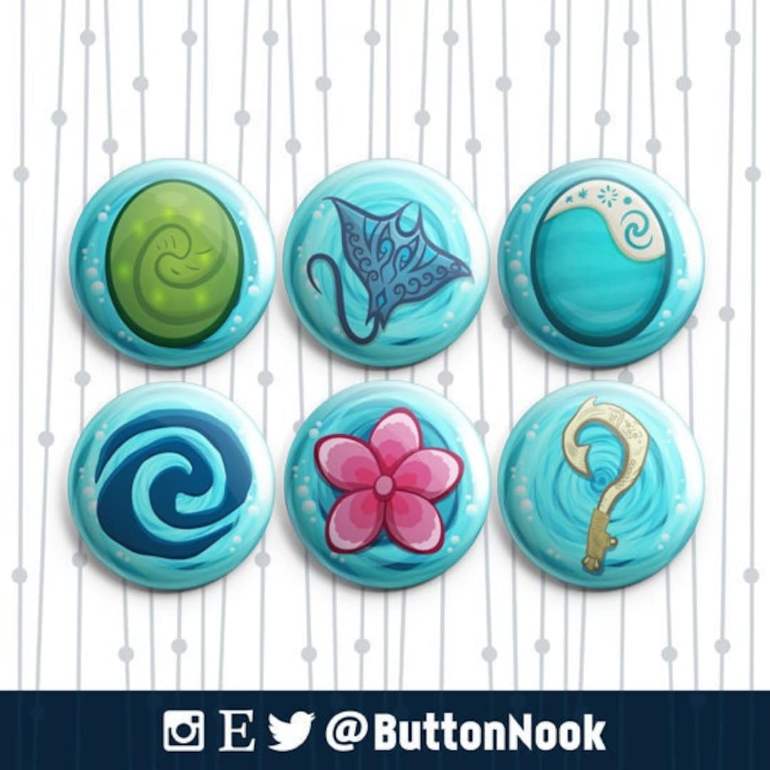 Moana Inspired 6 Pack Pinback Badges / Magnets - Etsy
