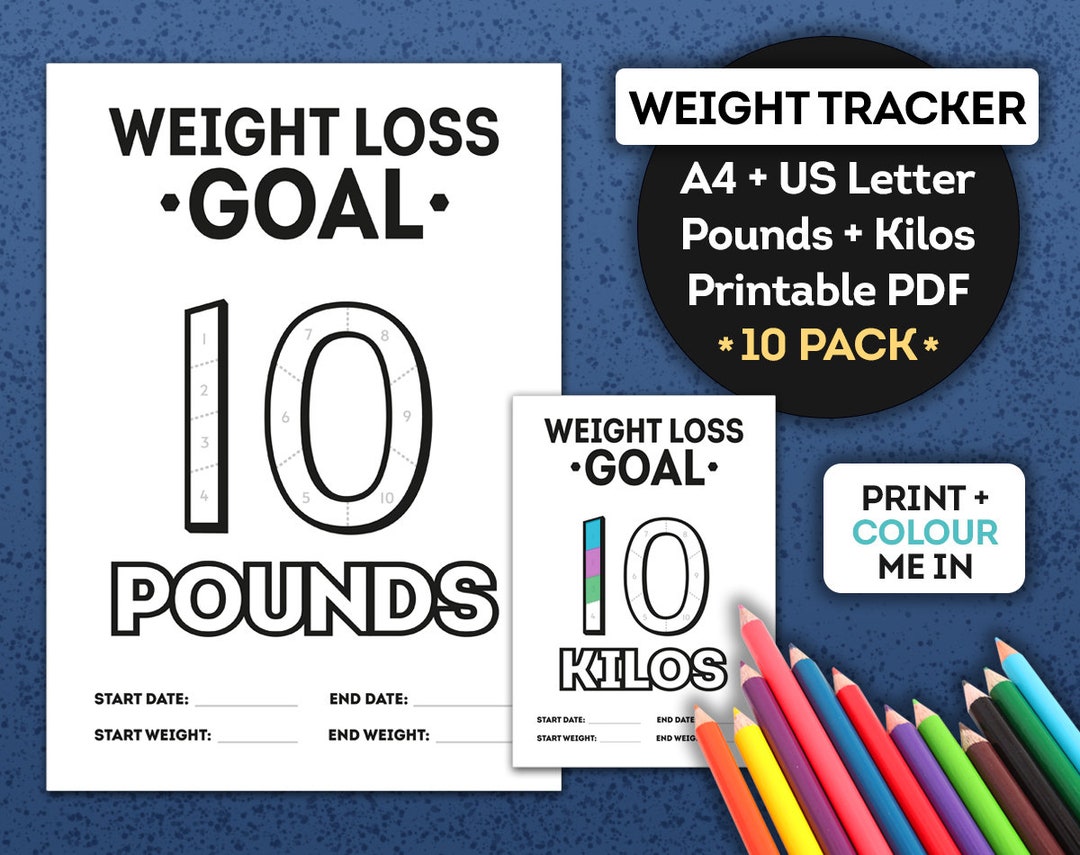 10 Lbs/kg Weight Loss Goal Tracker PRINTABLE PDF for Weight Loss ...