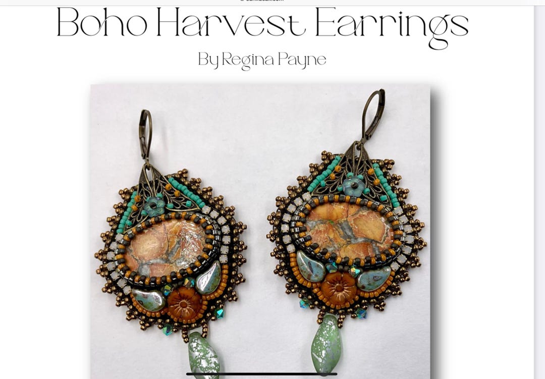 Bead Embroidery Earrings Pattern, Bead Embroidery Tutorial, Artisan ...